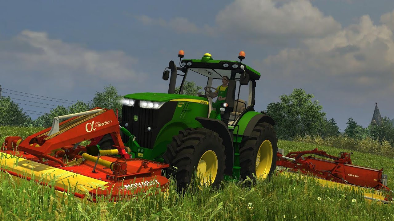 Farming simulator 2013 JD 7215 R Pottinger Alpha Motion Novacat X8 ...
