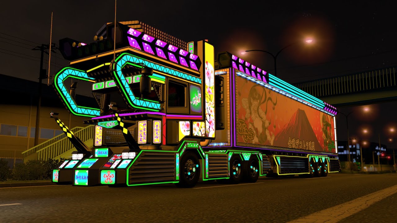 [ETS2]ProjectJapan Dekotora 元祖デコトラmod サウンドテスト 1.48.X+ - YouTube