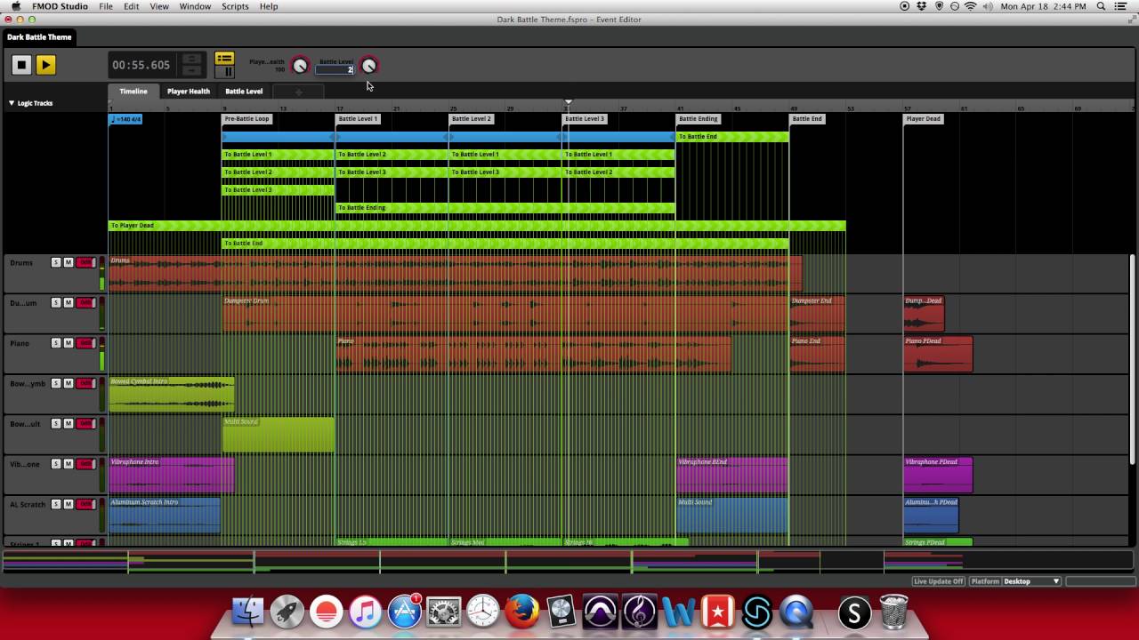 Daniel Sykora FMOD Interactive Music Battle Demo - YouTube