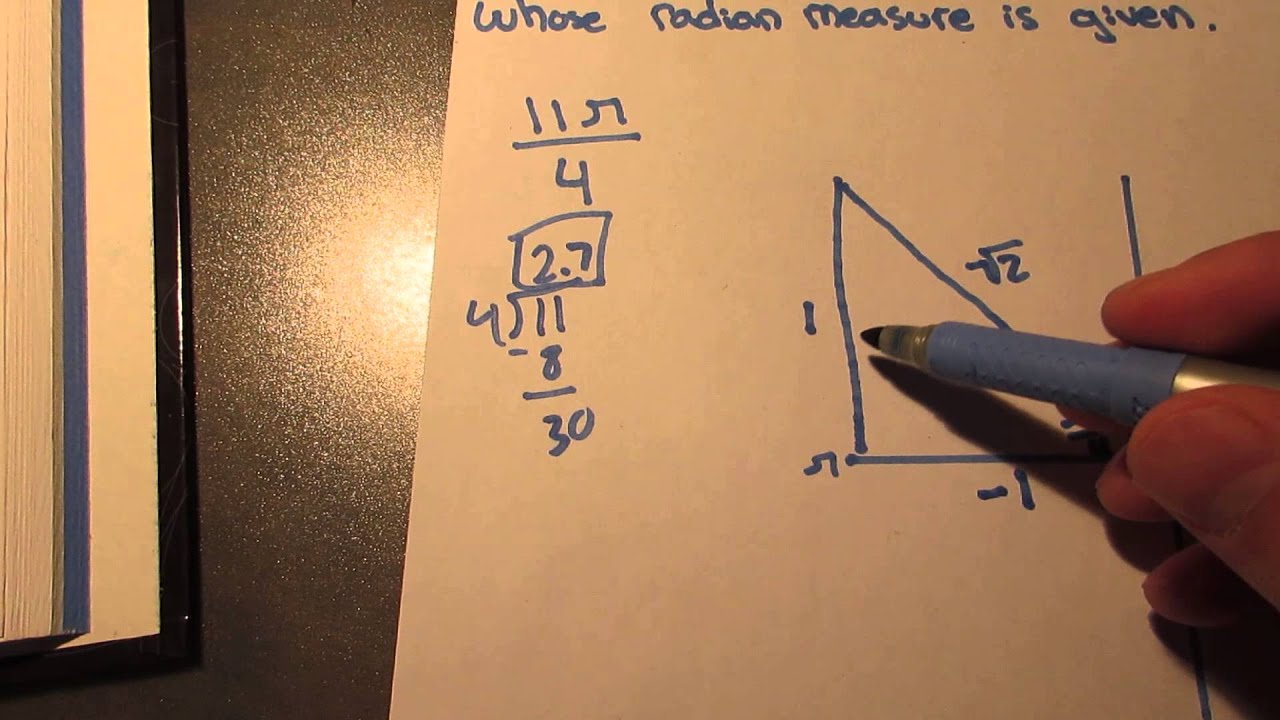 App D, #28: Finding the Exact Trig Ratios for 11pi/4 - YouTube