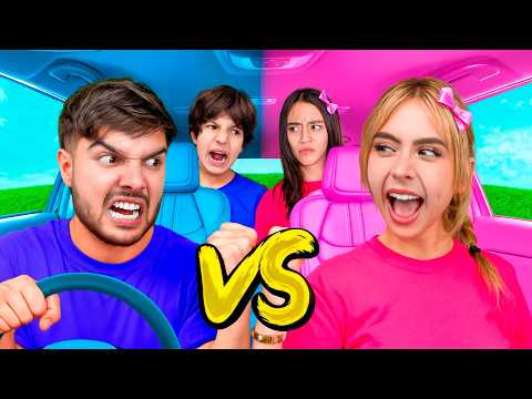 24 HORAS en EL AUTO NIÑOS vs NIÑAS !!