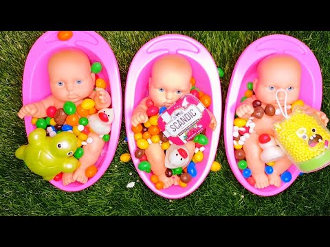 Full of 3 Rainbow Bathtub's Candy with M&M's Magic slime Asmr Video