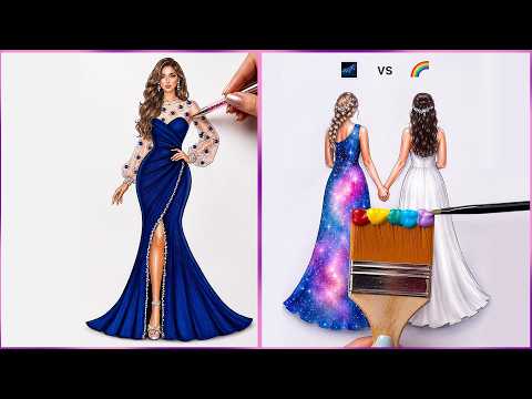 20 dress art ideas/ Easy Painting hacks & Art Ideas for beginners / fashion illustration