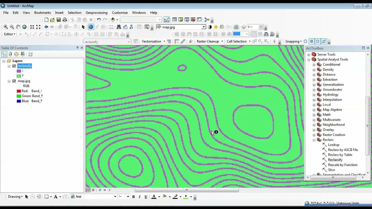 convert contour lines from raster to vector - YouTube