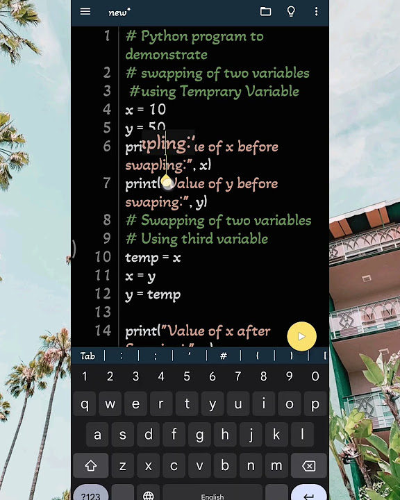 Swaping Of 2 Number Using Third Variable Python Programming Concept Logic Ytshorts