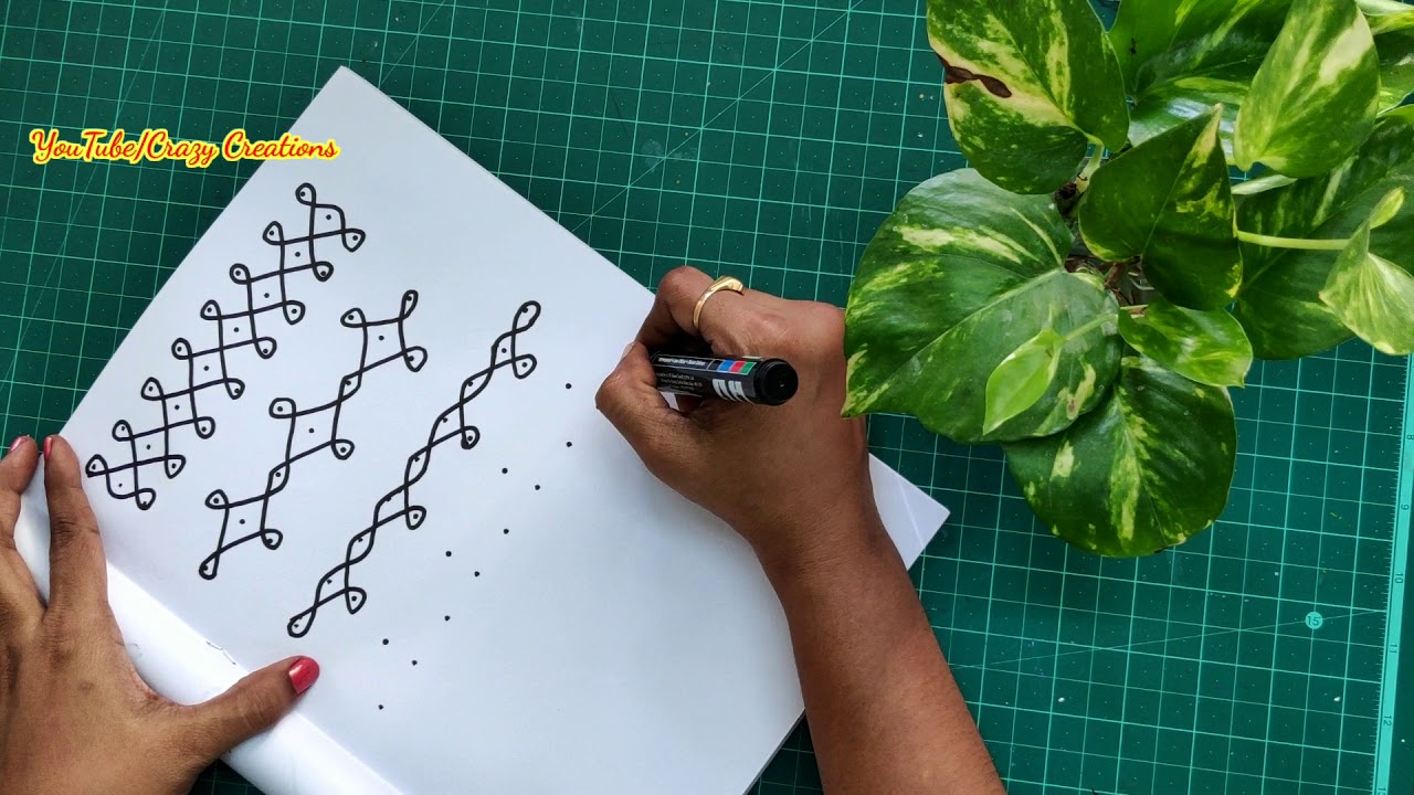 Six Simple Melika Muggula Borders With dots||Kolams with dots||Free ...