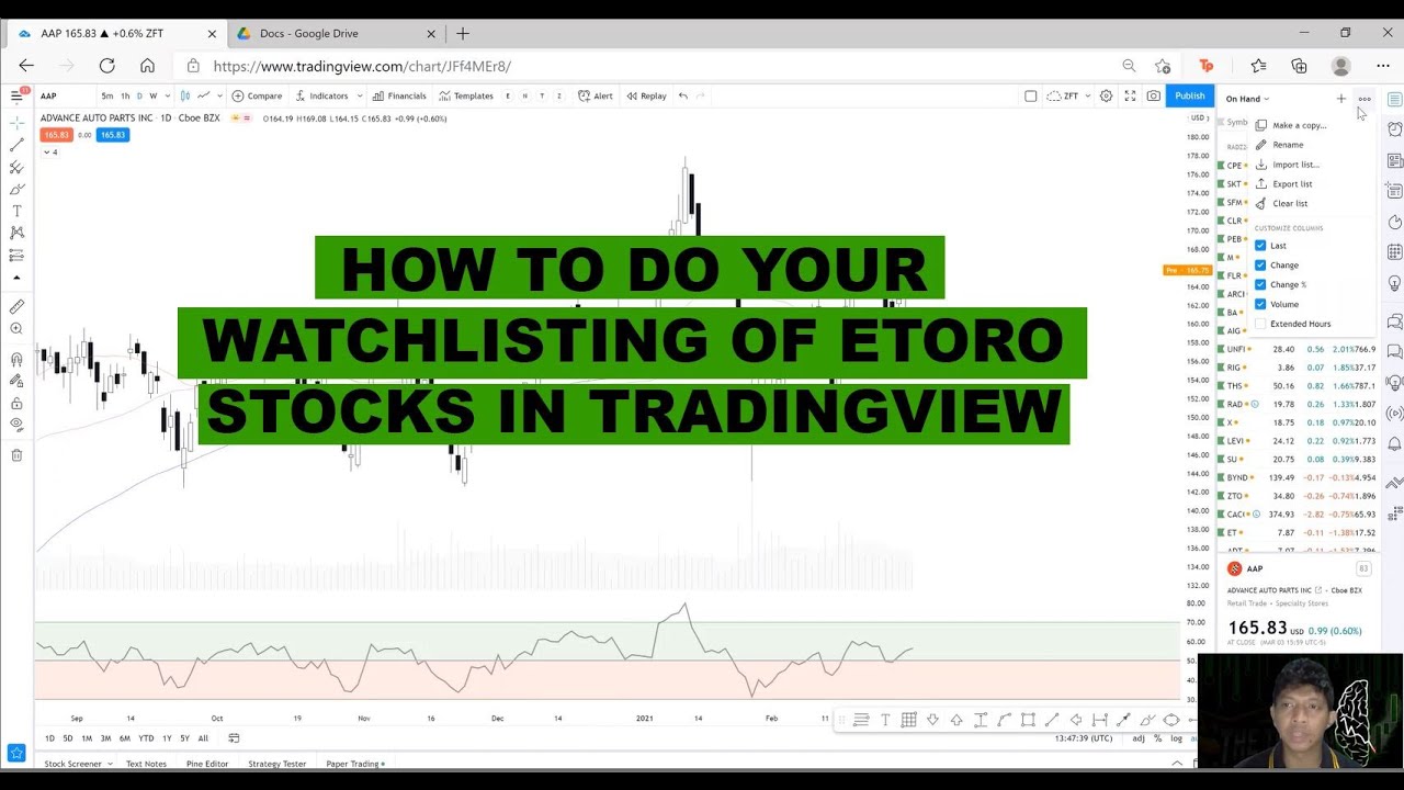 How to watchlist ETORO stocks in TRADINGVIEW - YouTube