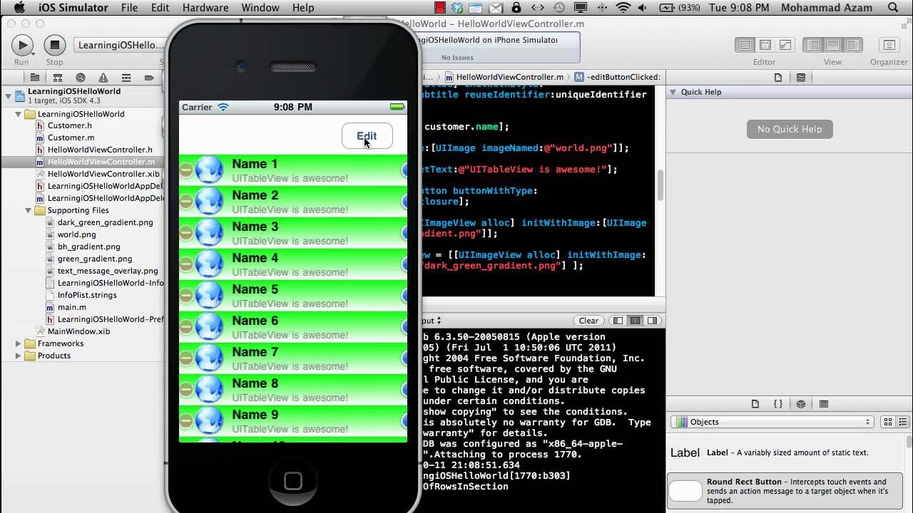 Learning iOS Development Part 10 (UITableView Delete Cells) - YouTube