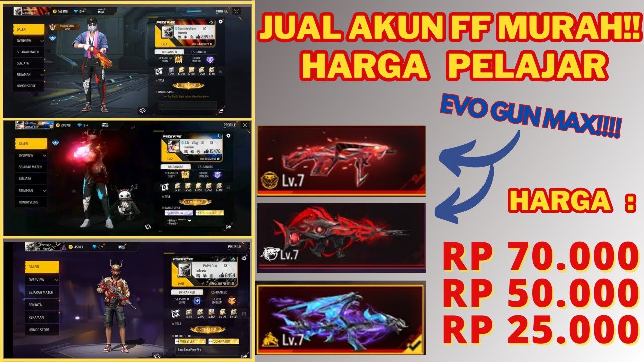 jual akun ff murah terpercaya || akun ff sulta harganya cuma 20 ribuan ...