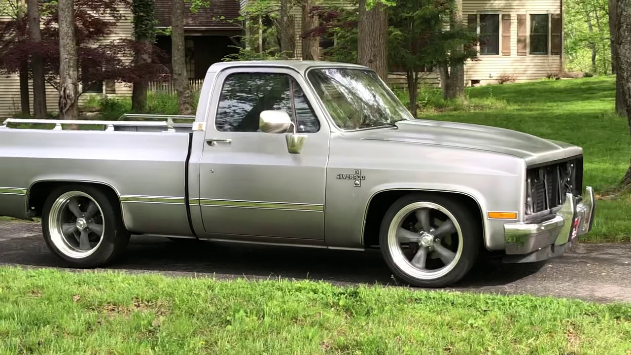1985 square body bare metal burnout c10 468 - YouTube