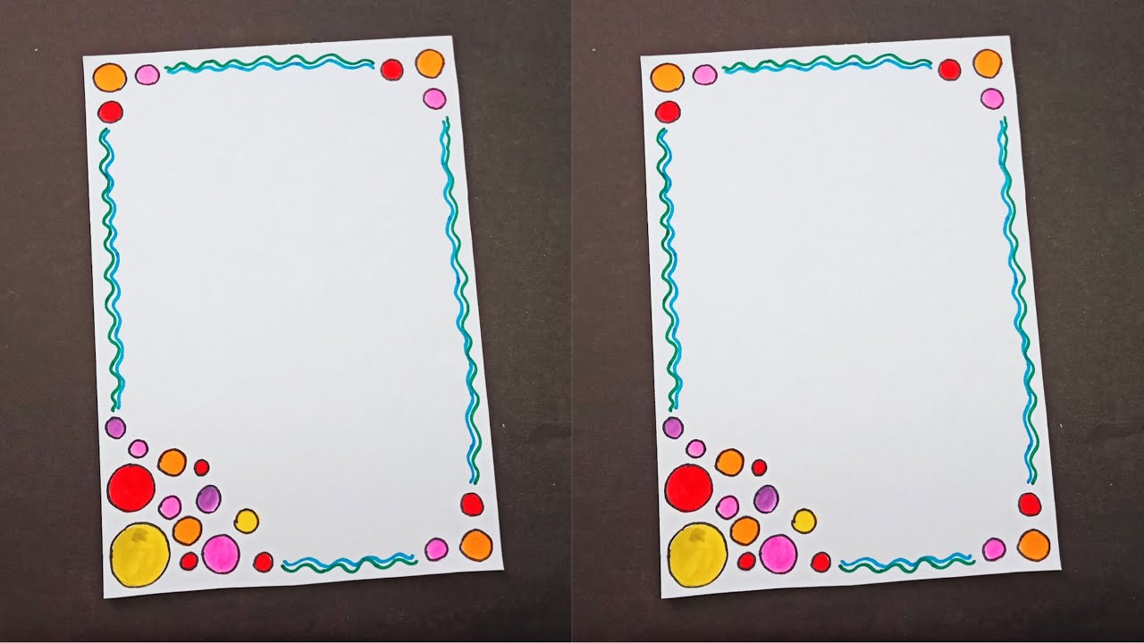 Simple multi color border design for notebook | front page decoration ...