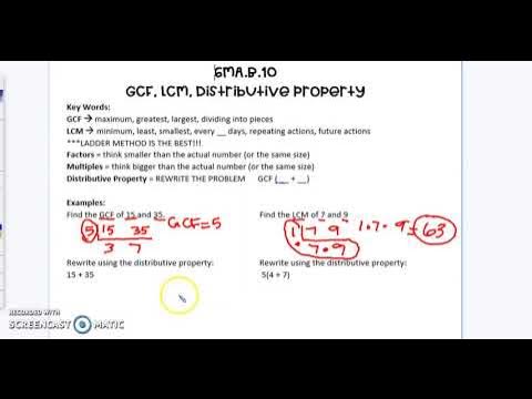 GCF/LCM/Distributive Property Using the Ladder Method Quick Review ...