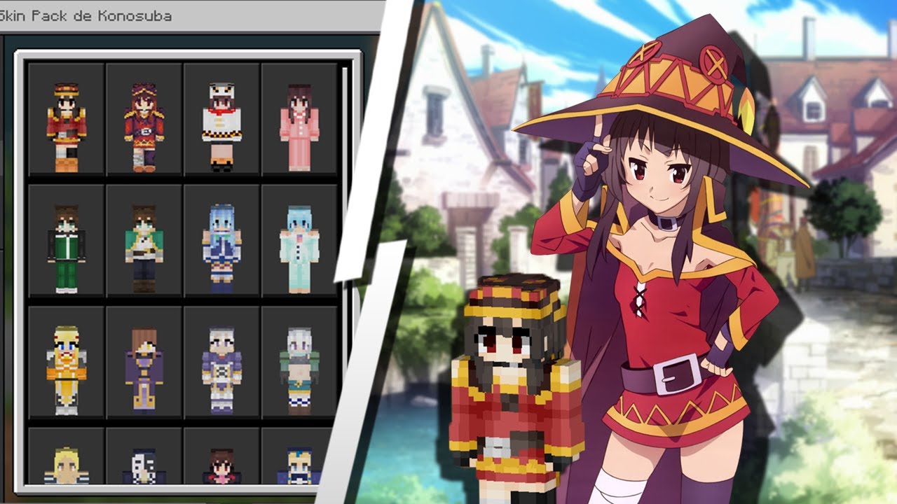 SKIN PACK de KONOSUBA para MINECRAFT PE - YouTube