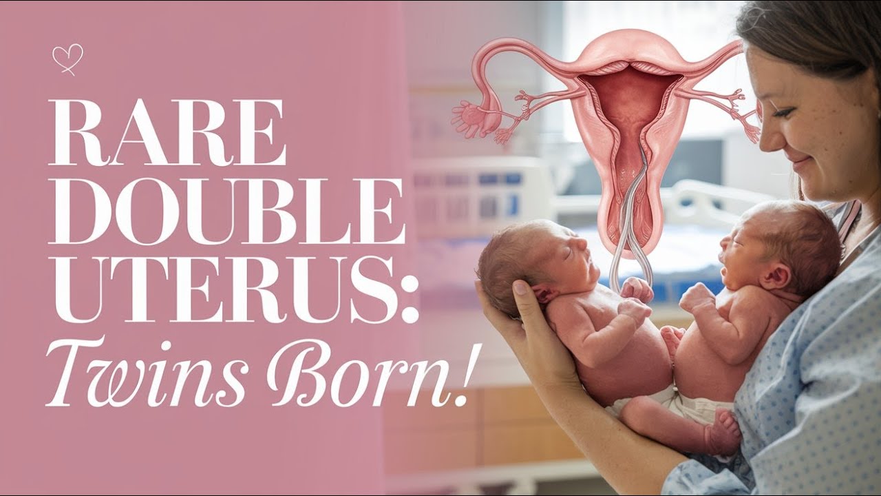 Woman with rare double uterus gives birth to twins - YouTube
