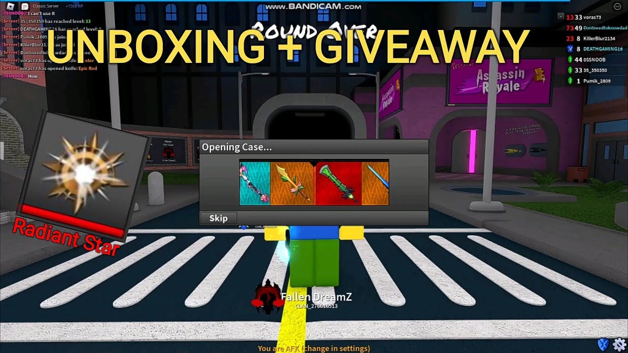 Roblox-Assassin unboxing 10heoric cases + giveaway - YouTube