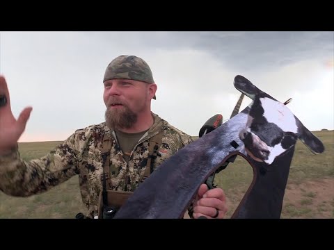 Aron Snyder uses a Stalker Decoy to take his first pronghorn antelope ...