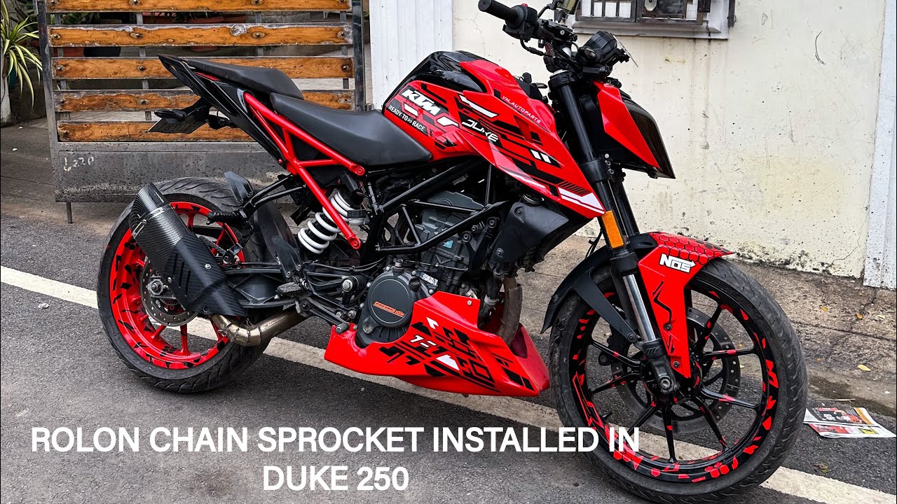 ROLON CHAIN SPROCKET INSTALLED IN DUKE 250 - YouTube