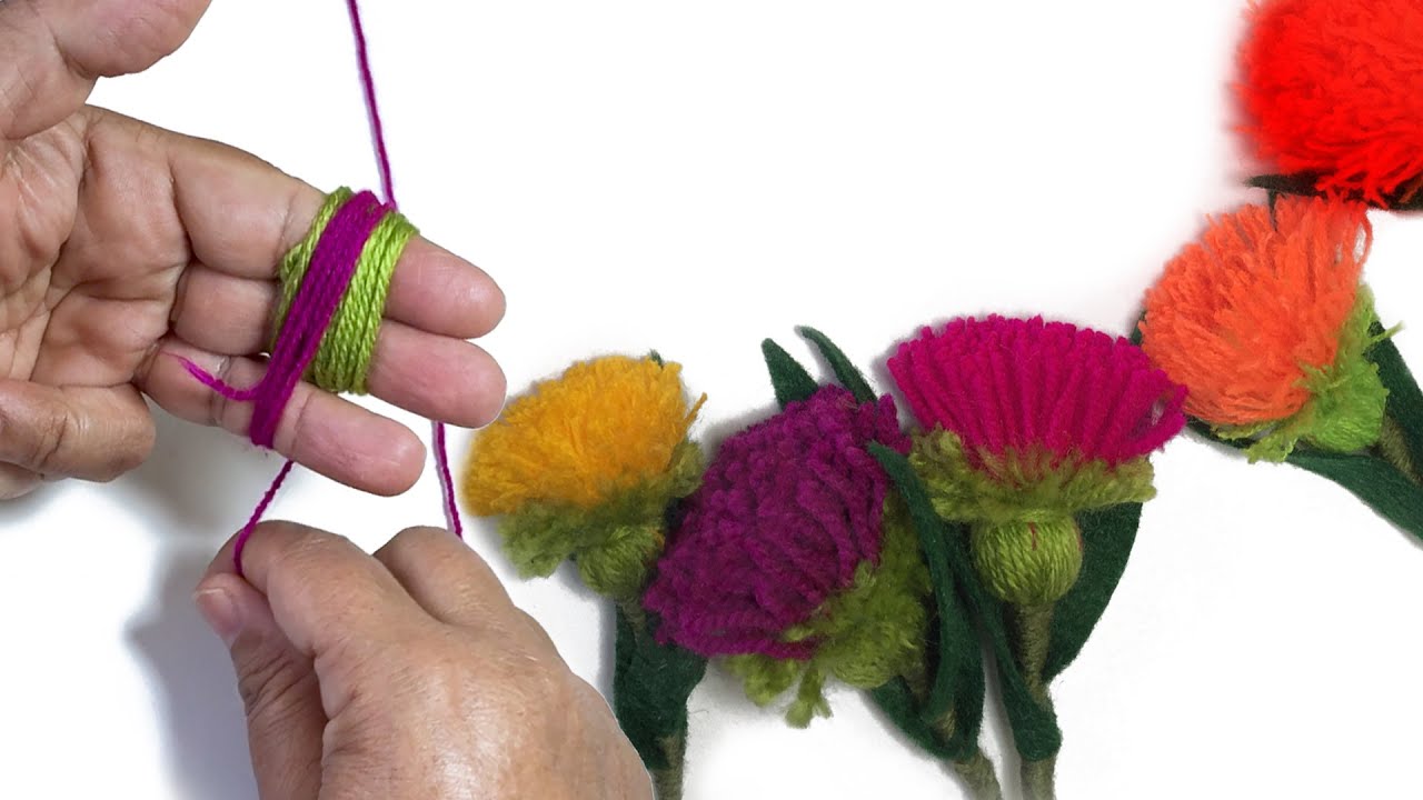 Amazing woolen diy flowers | The easiest way to make wool flowers ...