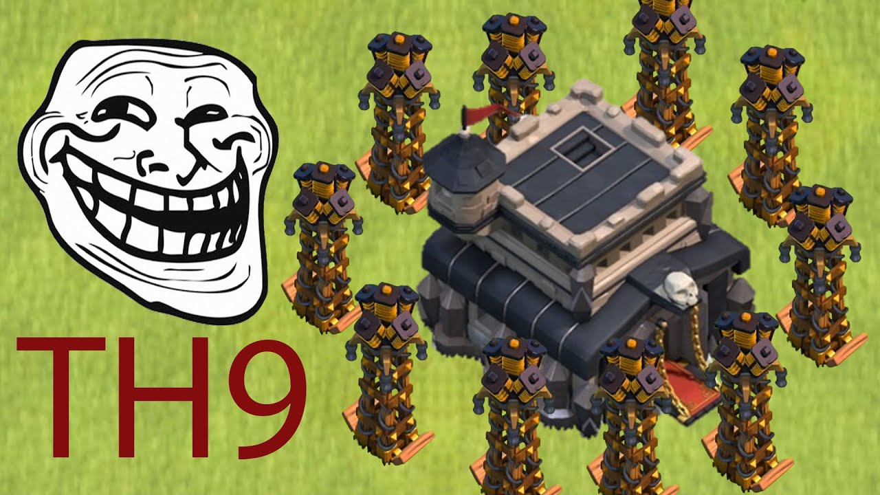 BEST TOWN HALL 9 (TH9) CoC EPIC TROLL BASE TROPHY BASE 2016 CLASH OF ...
