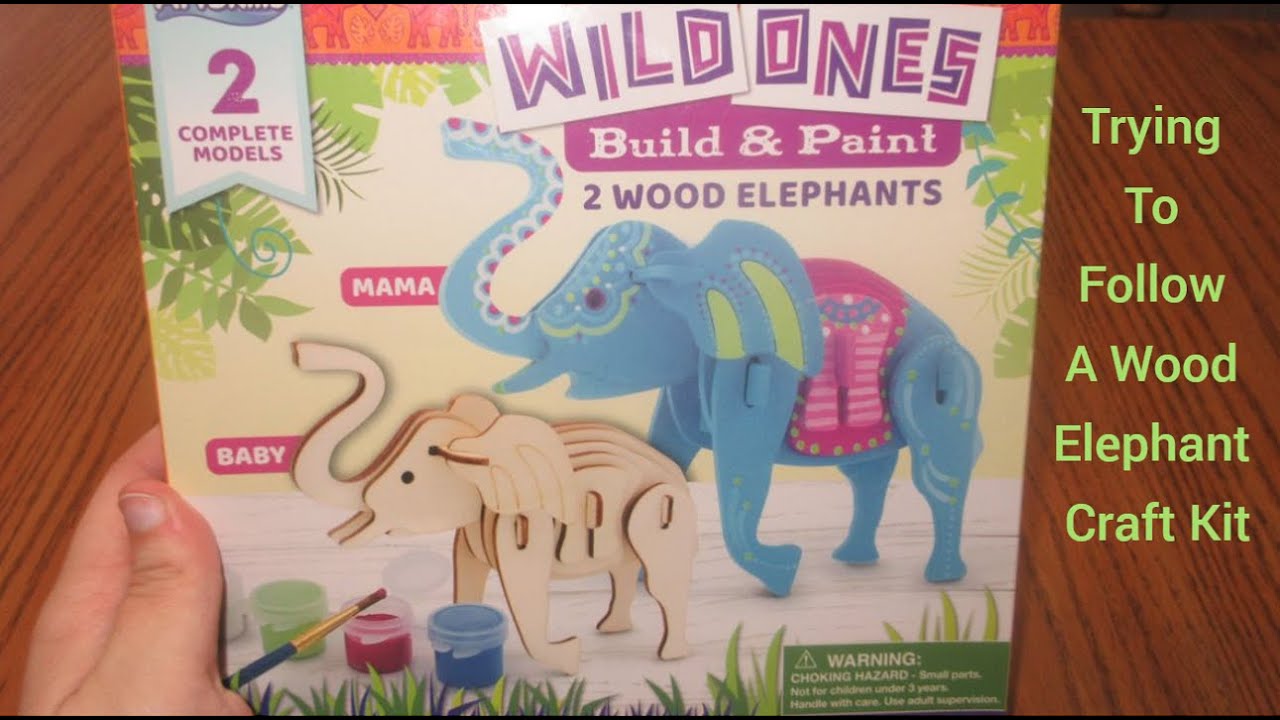 Trying To Follow A Wood Elephant Craft Kit - YouTube