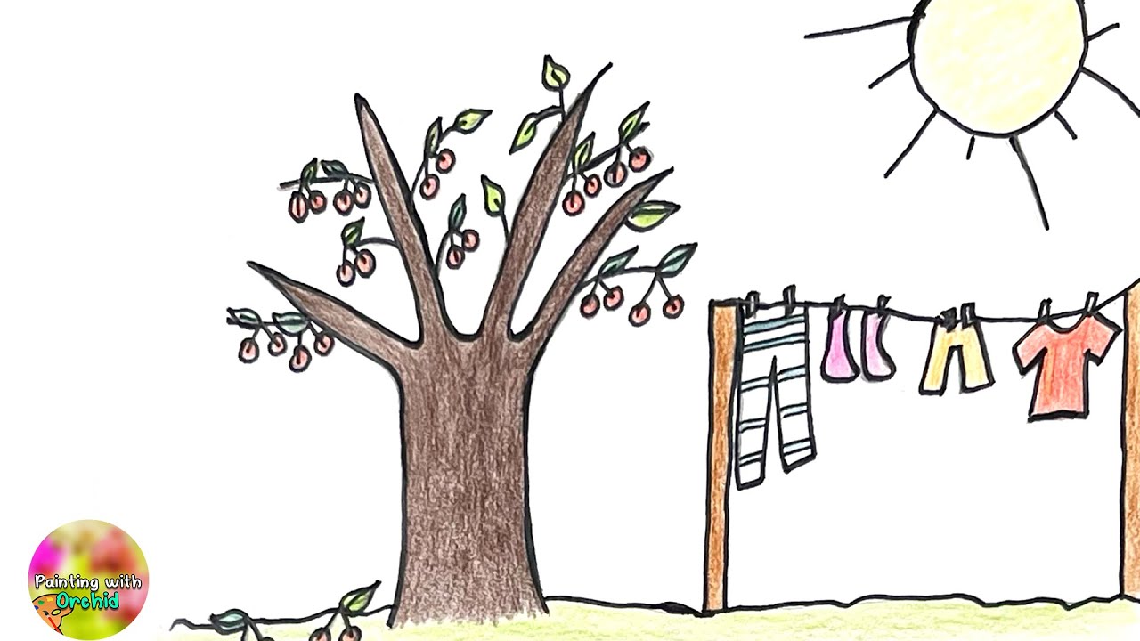 How to draw a summer tree? 🌳 Làm thế nào để vẽ một cái cây mùa hè?Bir ...