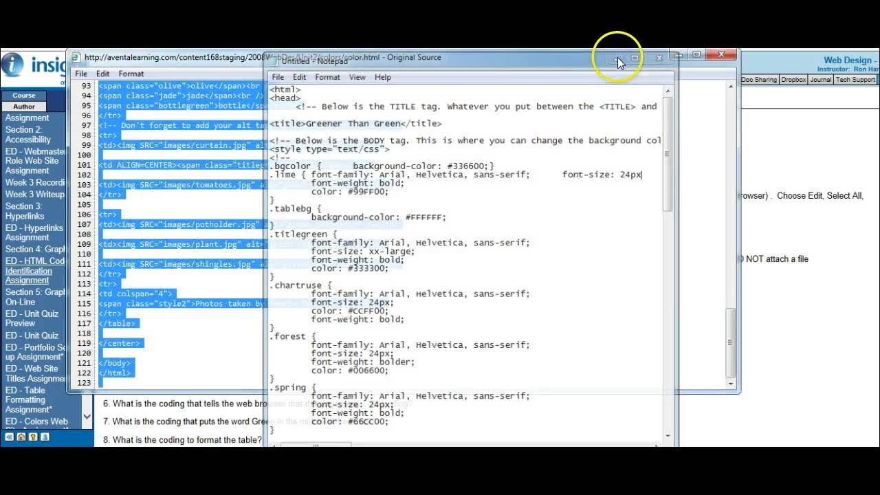 Web Design: HTML Code Identification assign. - YouTube