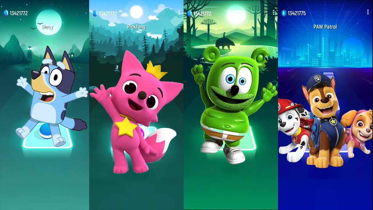Bluey vs Pinkfong vs GummyBear vs PawPatrol | Leo Tiles Hop - YouTube