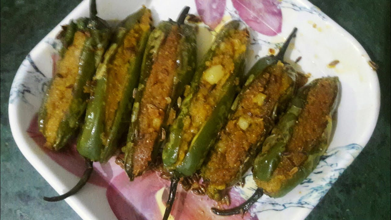 Bharva mirch fry|Mirchi fry|Green chilli recipe|Pushpa Singh - YouTube