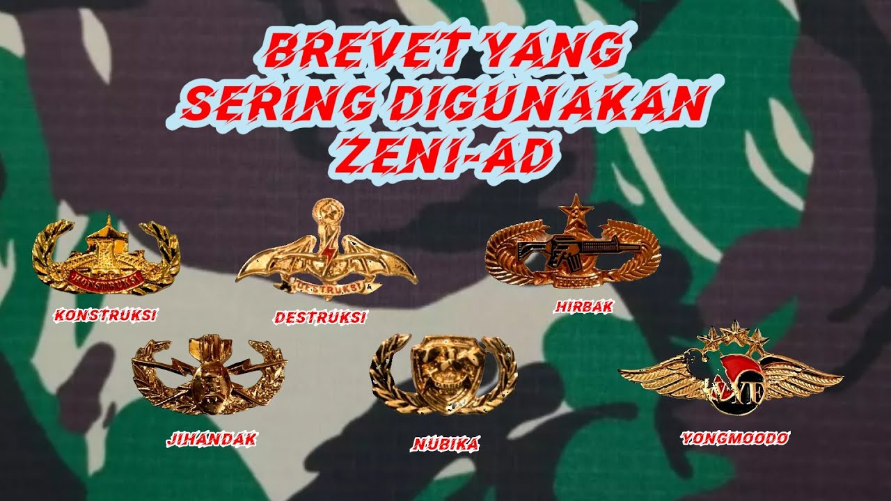 MACAM BREVET TNI//Yang Sering Digunakan Satuan ZENI-AD - YouTube
