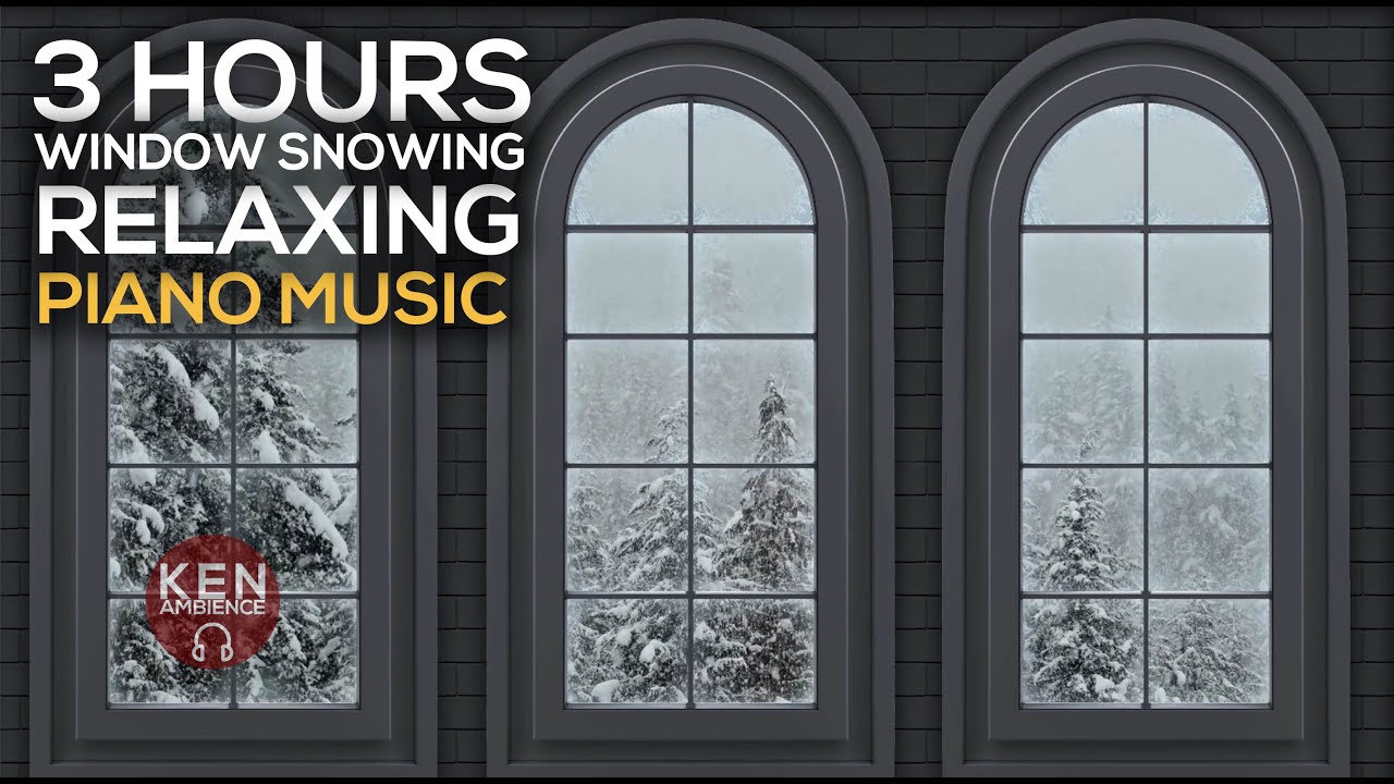 [RELAXING MUSIC] Snowing Outside Arched Window Ambience | Best Relaxing ...