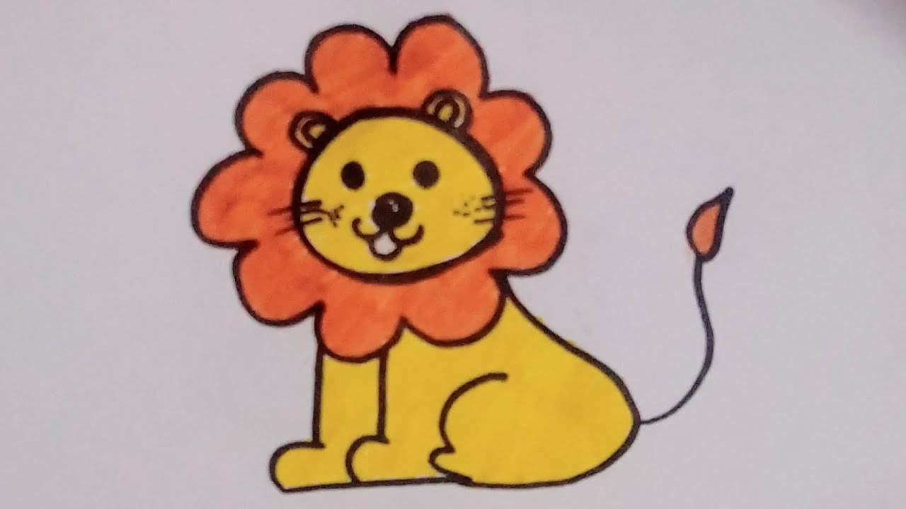 How to draw a loin | Loin drawing for kids step by step/easy drawing ...