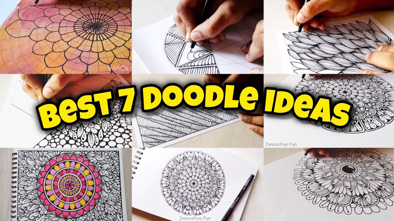 7 Beautiful 😍Doodle ideas for beginners | MUST WATCH | Relaxing work ...