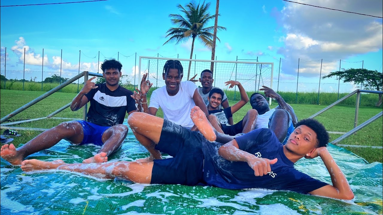 SLIP N SLIDE FOOTBALL CHALLENGE by @officialguevin971 + Squad - YouTube