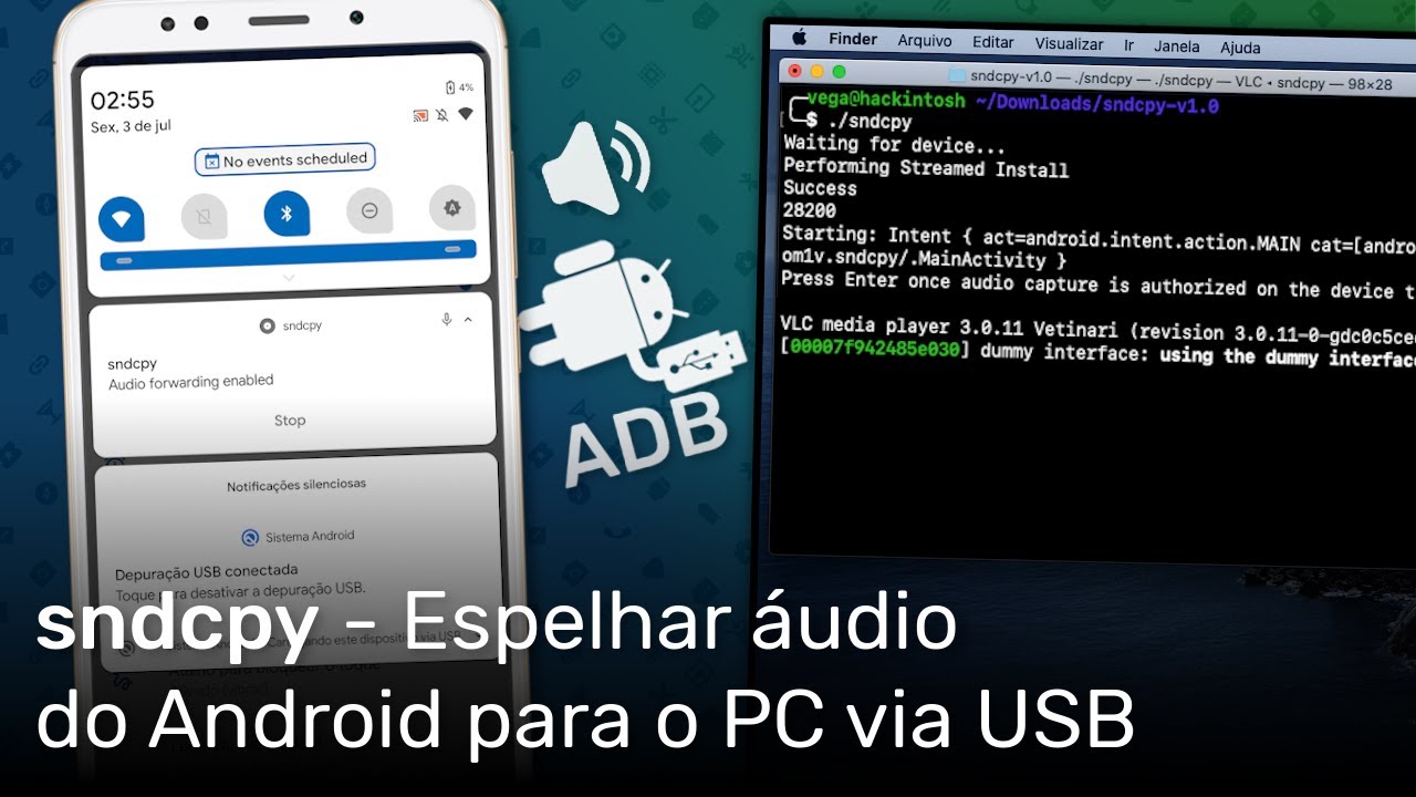 Espelhar áudio do Android para o PC via Cabo USB (Android 10+) - YouTube