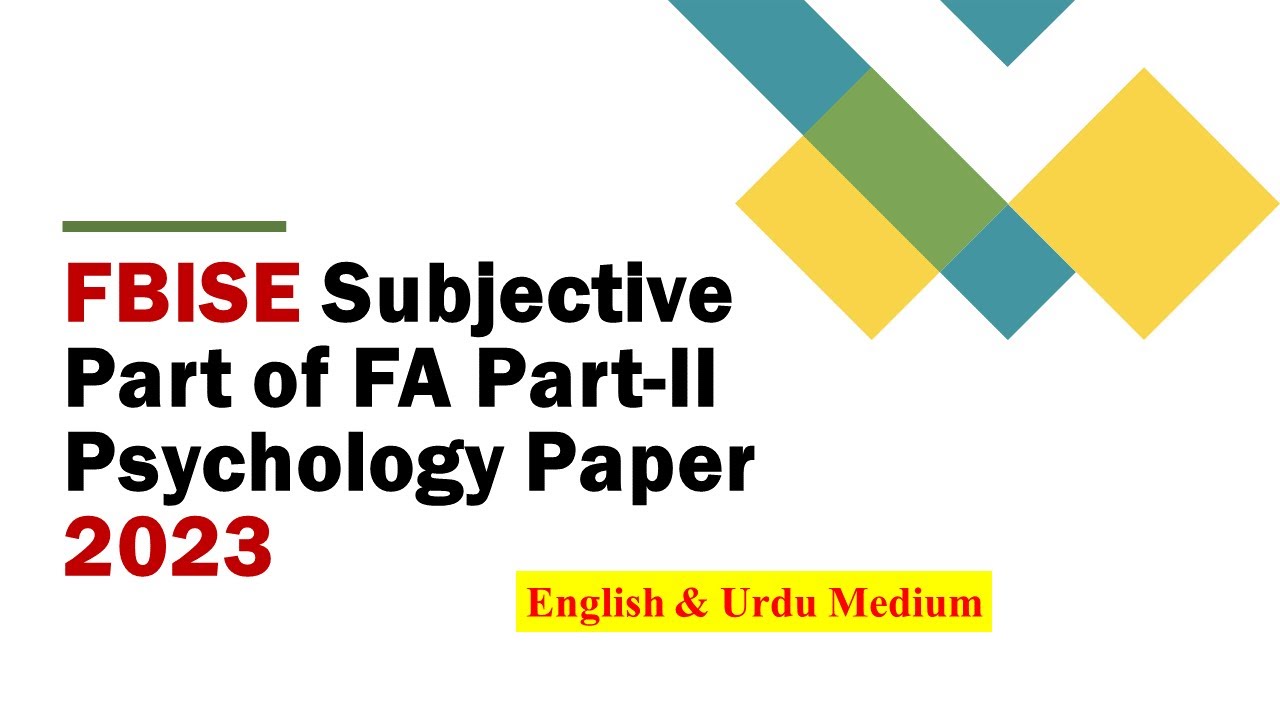 FBISE Subjective Part of FA Part II| 1st year| HSSC-Ii| 2023 paper| # ...