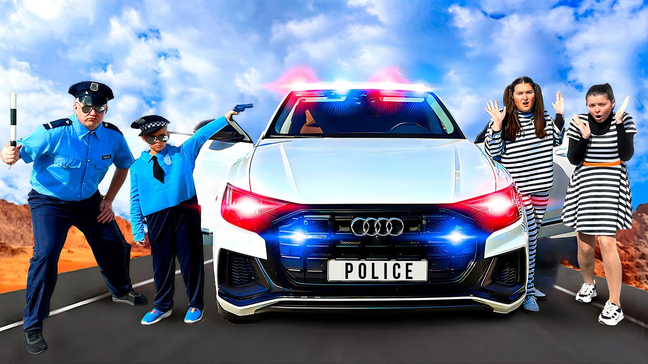 Pretend play police detective Dima and Alex in Audi Adventure - YouTube