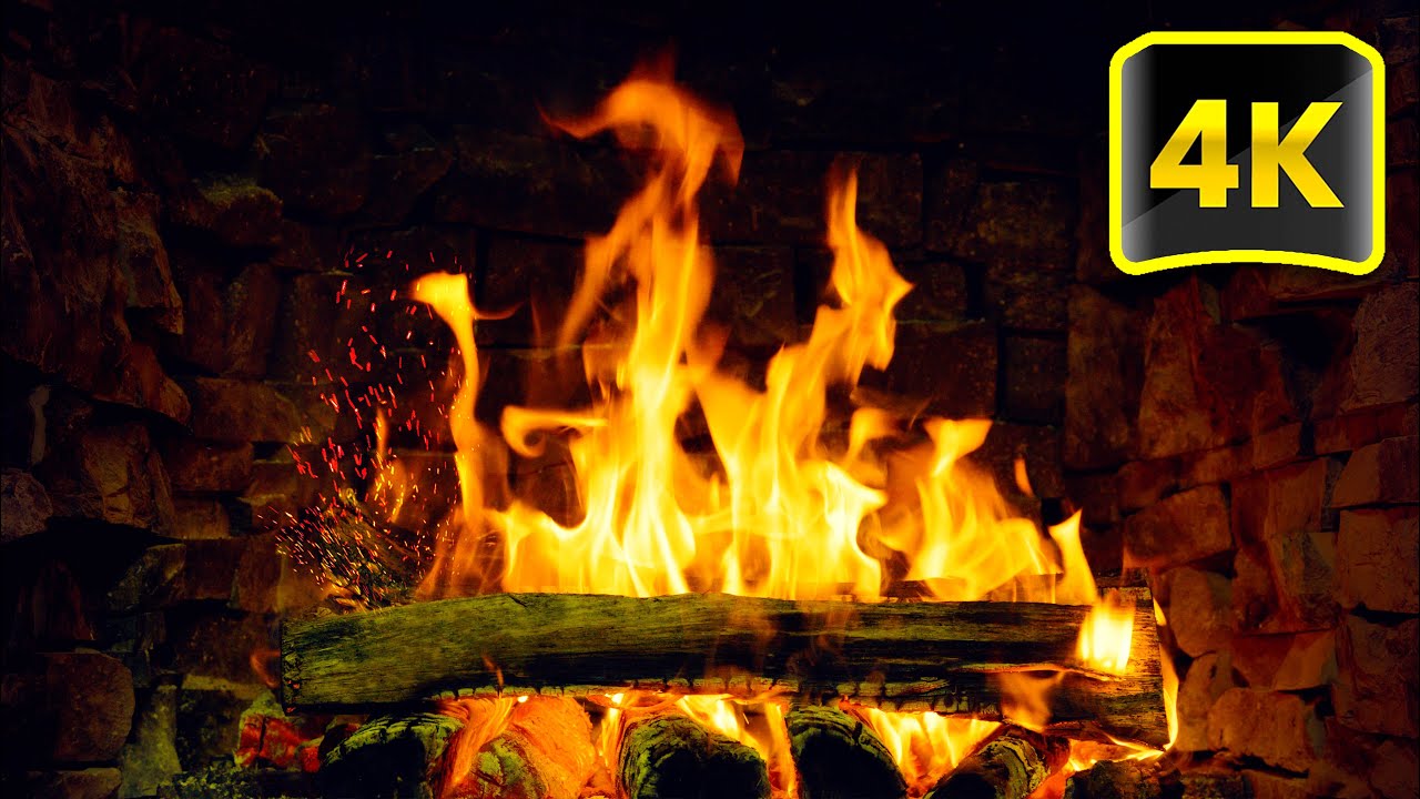 BURNING FIREPLACE (High Quality 4K UHD) with Crackling Fire Sounds 🔥 ...