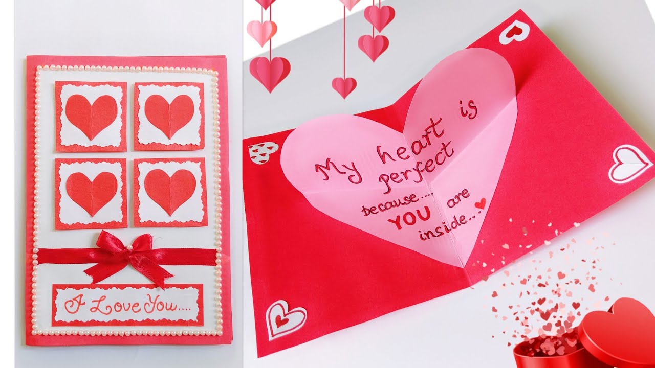 Valentine Day Card/Handmade Valentine Day Pop Up Card Idea/Pop Up Heart ...
