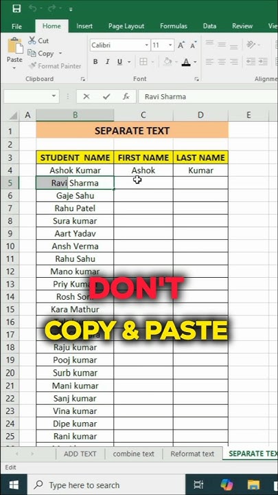 Dont Do This How To Use Flash Fill Ctrl E In Excel Excelformula Exceltips Exceltricks