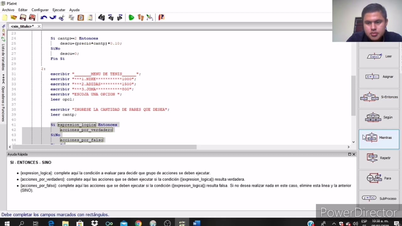 Tutorial de programa PSeint - YouTube