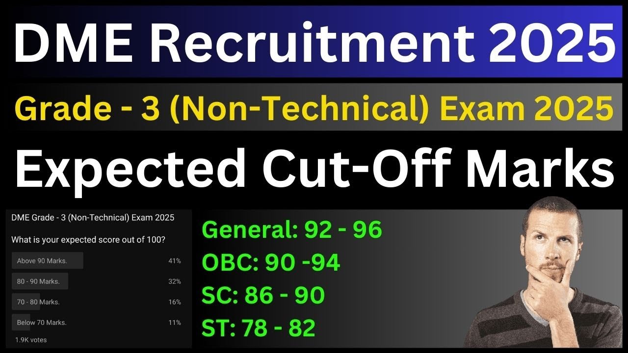 DME Grade - 3 (Non-Technical) Exam 2025: Expected Cut-off Marks - YouTube