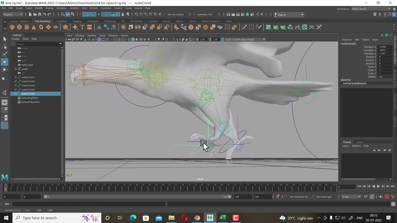 bird rig maya| maya rigging tuts| may bird rig - YouTube