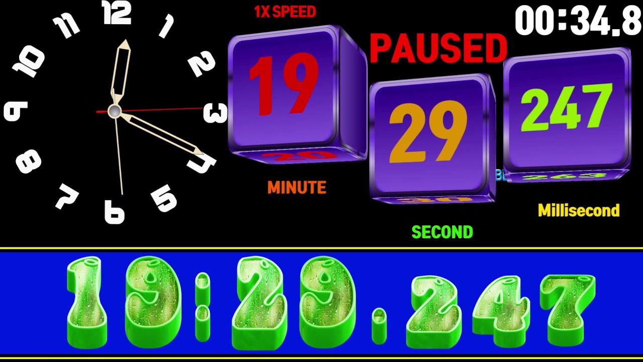 Speed 1x cubes rotation 20 minute stopwatch pause countdown timer alarm ...