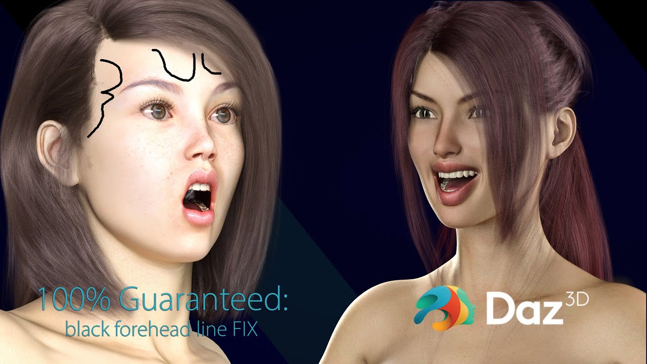 Daz Studio pro Tips: Fix Black lines on a Character's forehead 100% ...