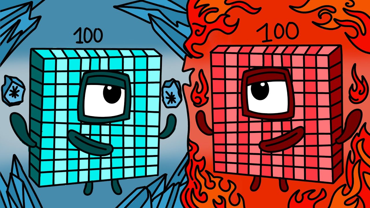Numberblocks Cartoon Fanmade Coloring Numberblocks 100 Hot vs Cold ...
