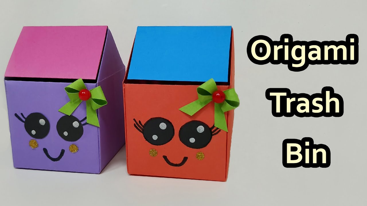Origami Trash Bin Tutorial / DIY Kawaii Paper Trash Bin / A Cute Mini ...
