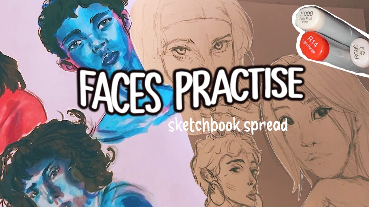 practising faces ʚɞ .* copic sketchbook spread ₊˚ - YouTube
