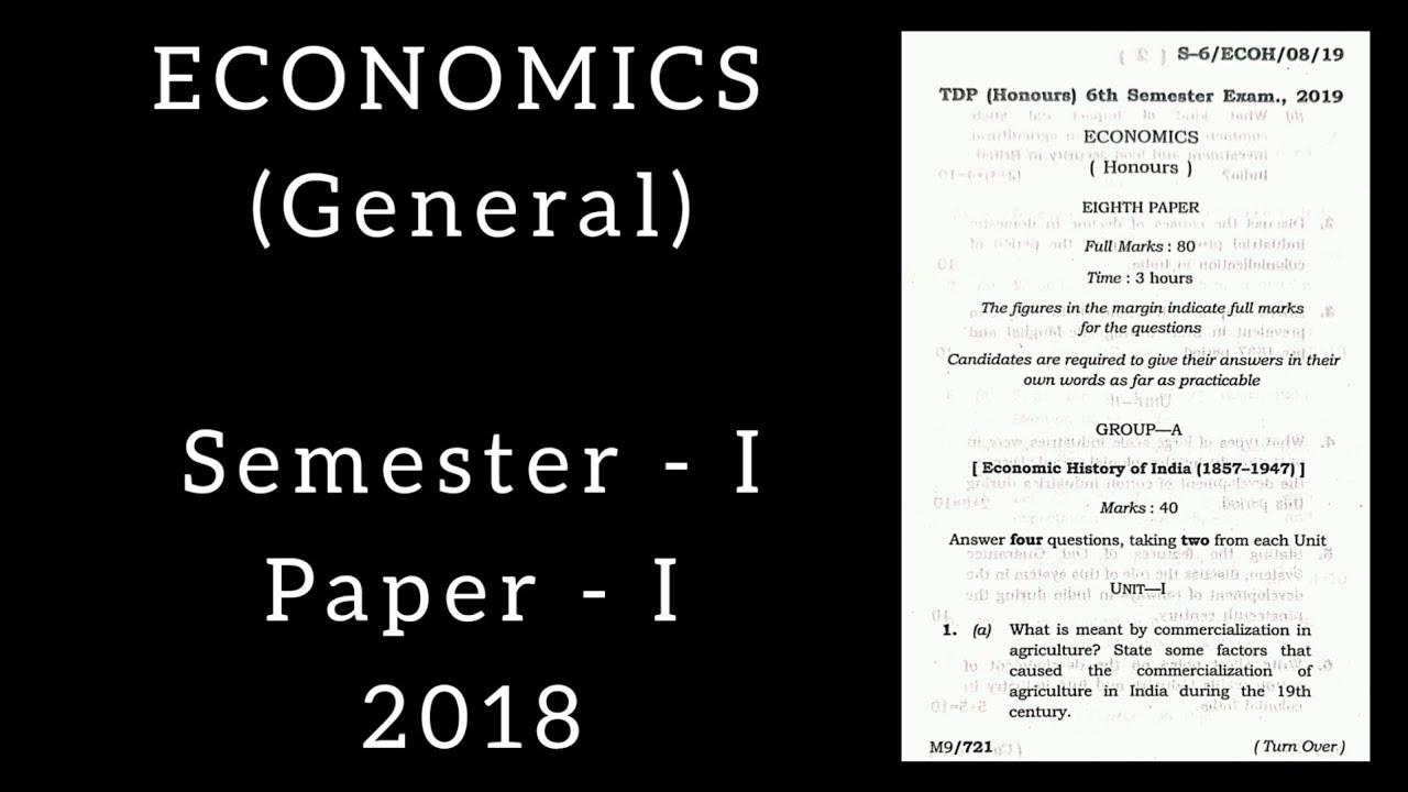 Economics (Honours) 1st Semester Paper-I 2018 Tripura University ...