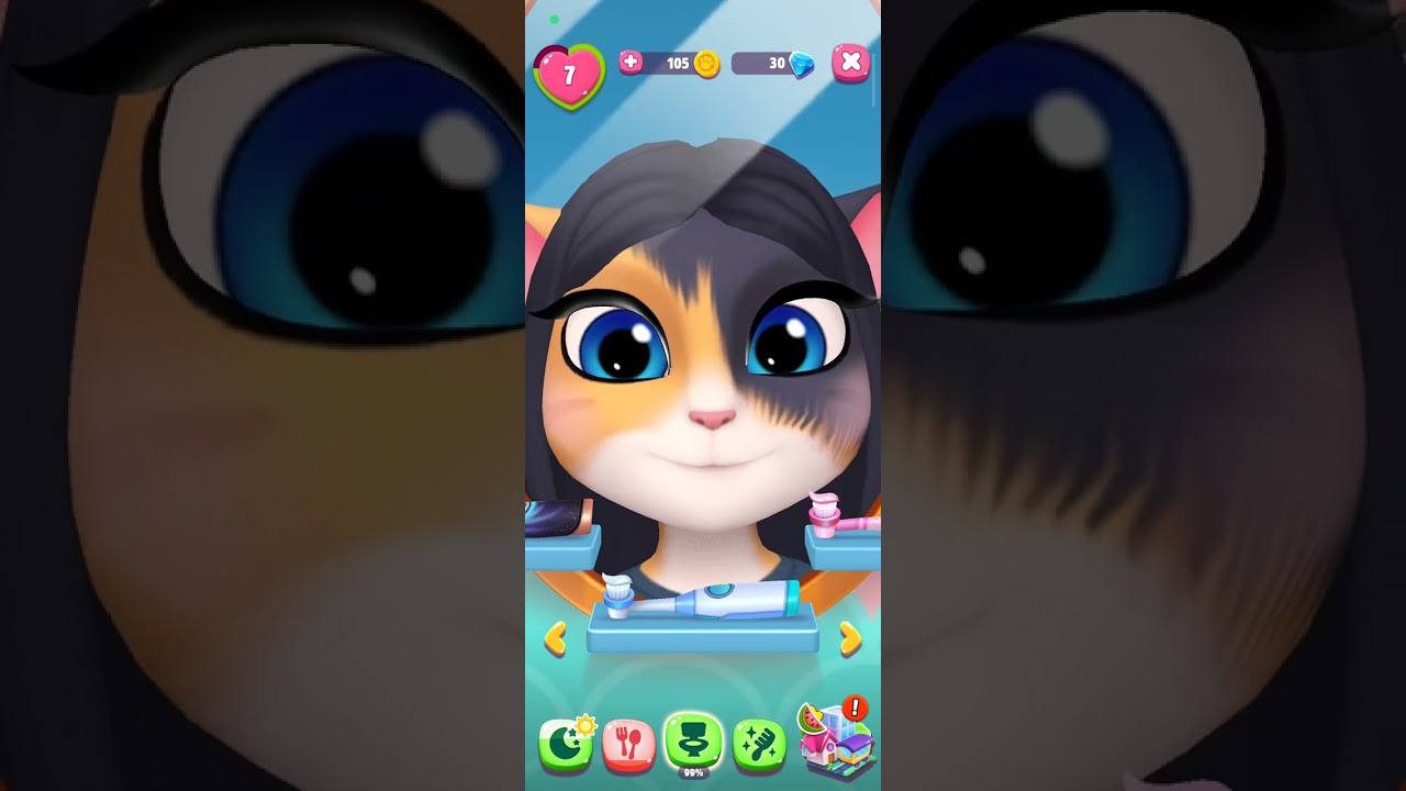 My talking Angela 2 😽toilet 🚽 Bath 🧼 teeth 🪥 washing and feeding time🧋 ...