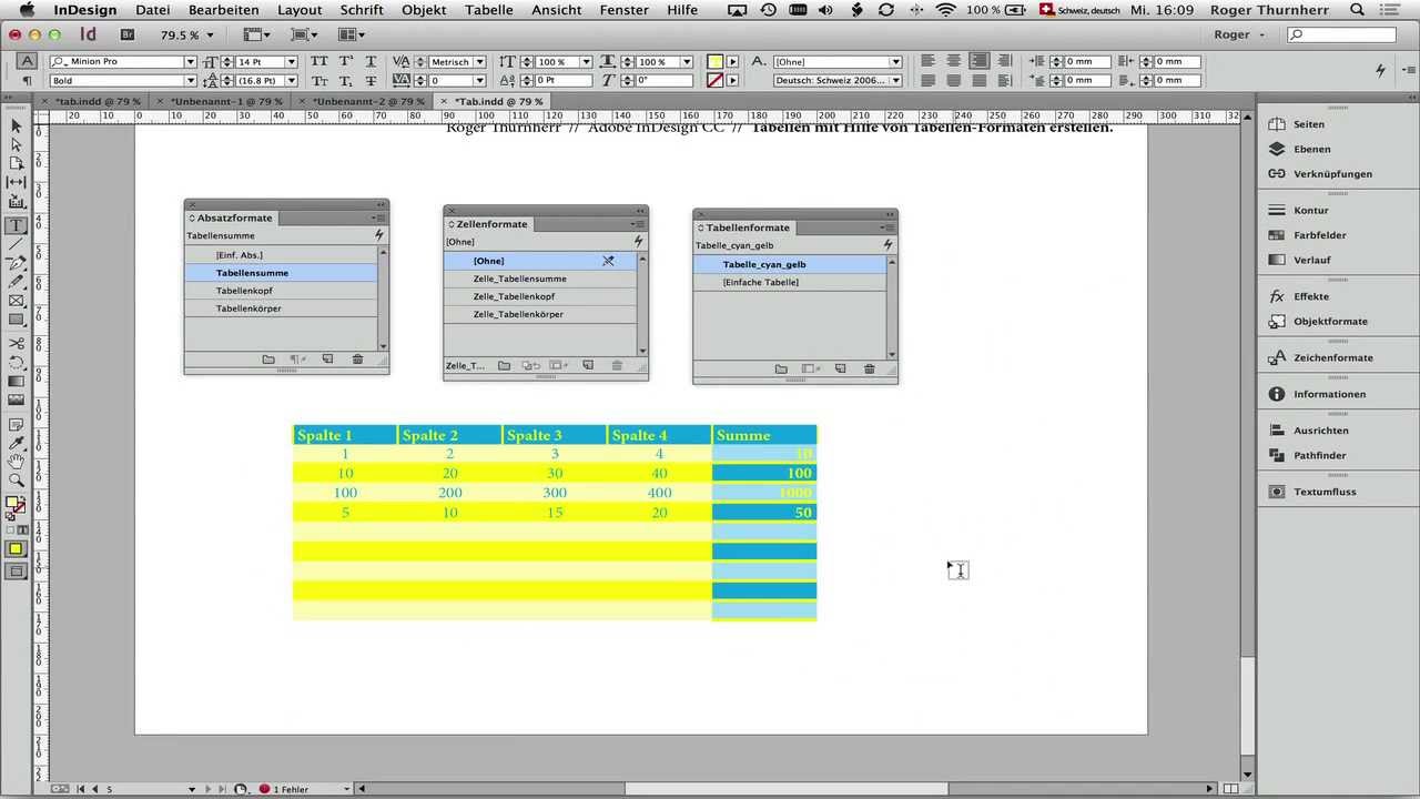 eCollege - InDesign - Tabellenformate - Teil 4 - YouTube